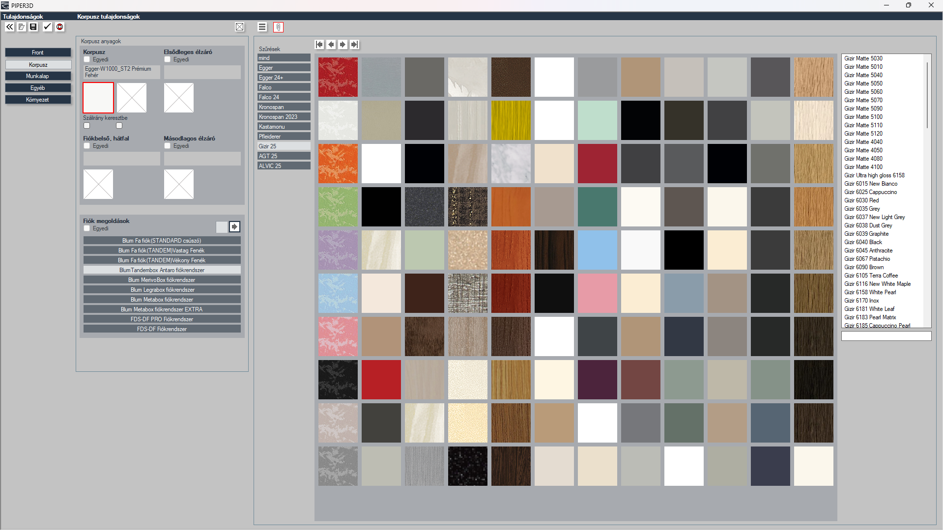 Gizir Gyártói lapkatalógus – Piper szoftver
